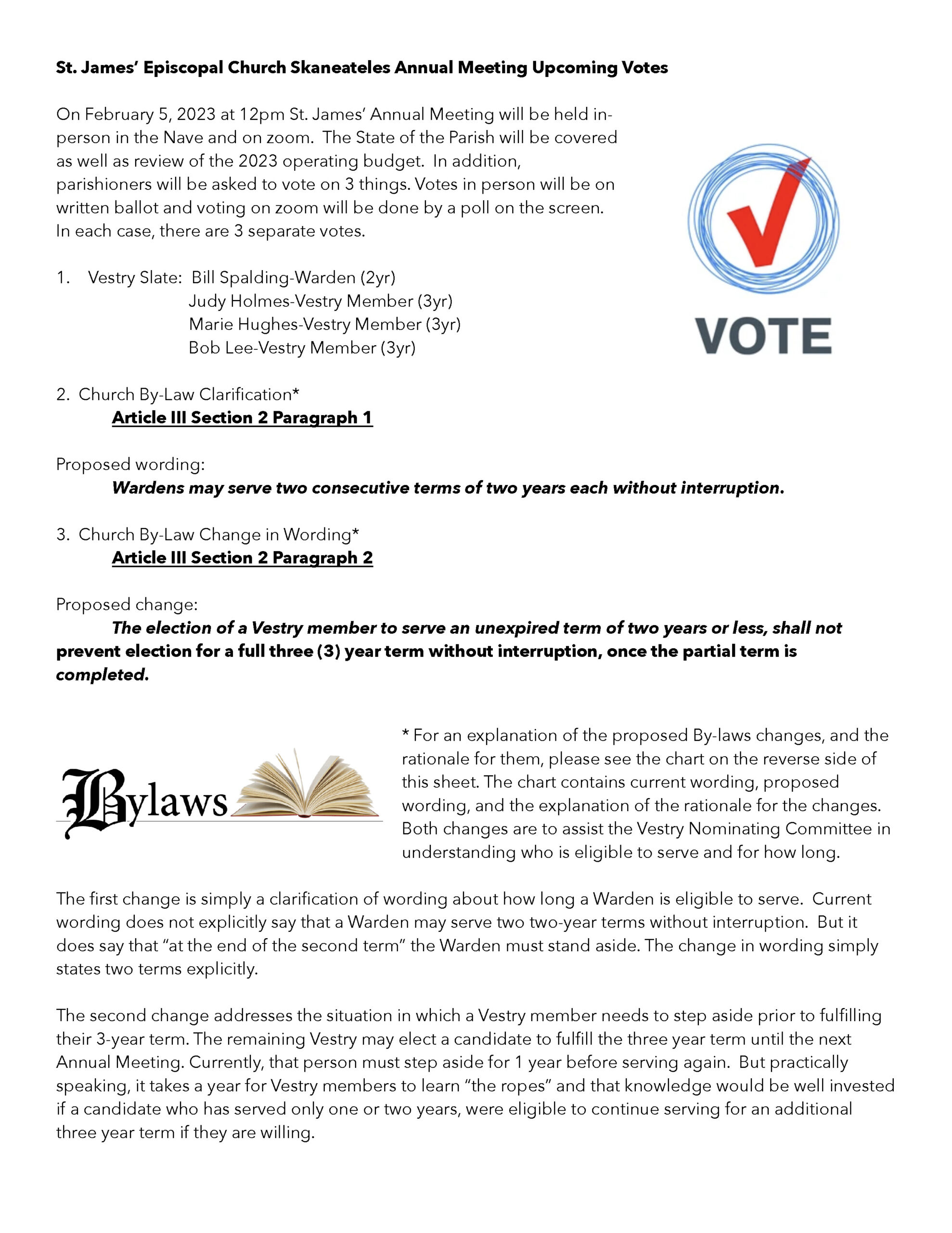 St. James' Annual Meeting - St. James' Skaneateles